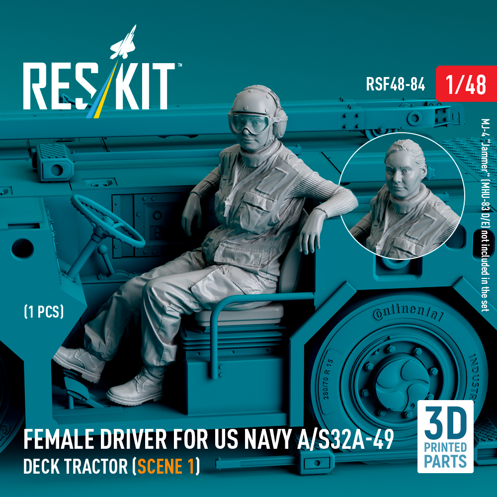 1:48 Female driver for US NAVY A/S32A-49 Deck Tractor (scene 1) (1 pcs)